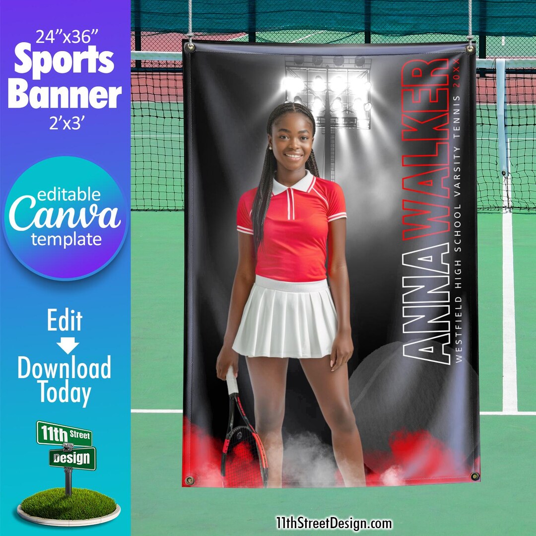 Tennis Banner Canva Template, Design Your Own Custom Senior Tennis Team ...