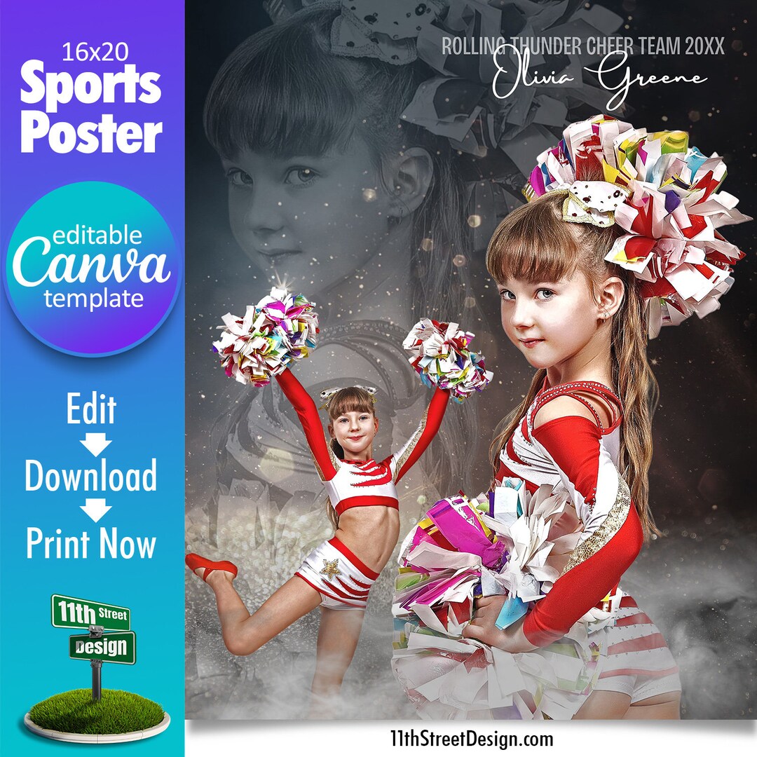 Cheerleader Poster Canva Template, Design Your Own Custom Senior Cheer ...