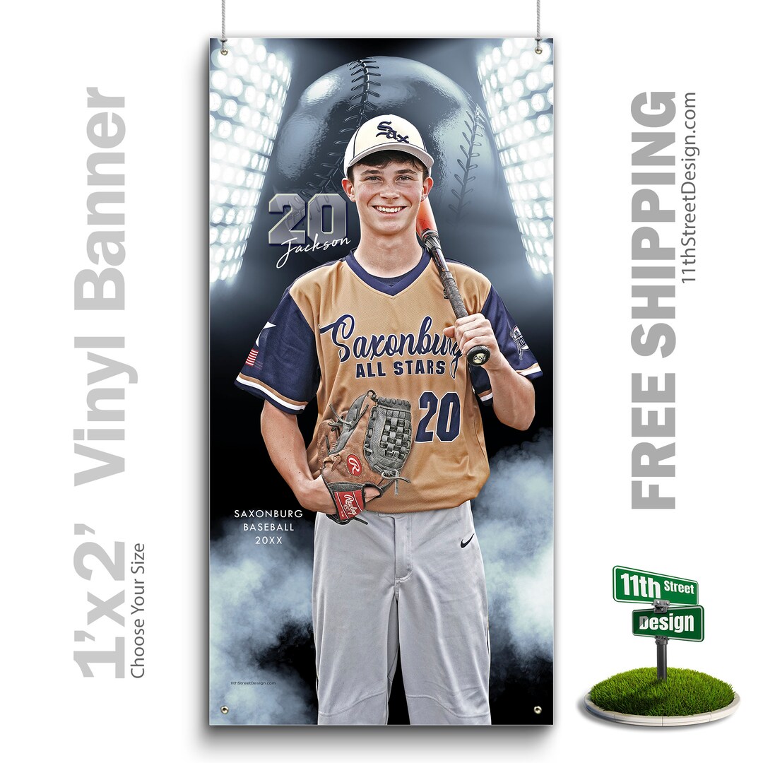 Custom-printed Vinyl Baseball Banner, Weatherproof High School Senior ...