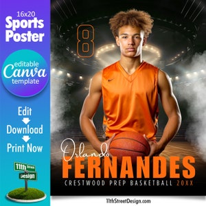Basketball Poster Canva Template, Design Your Own Custom Senior ...