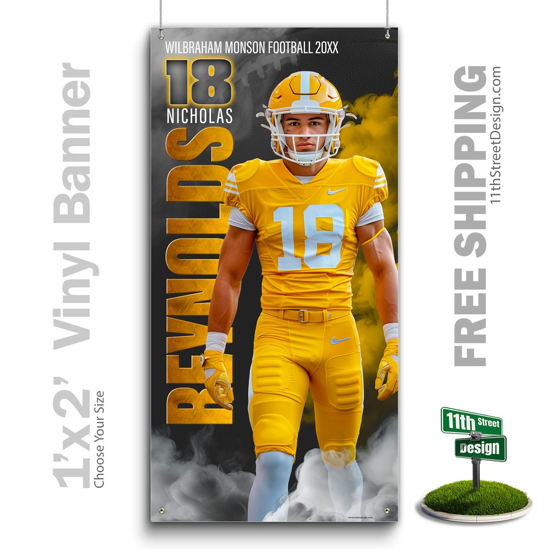 Custom-printed Vinyl Football Banner, Weatherproof High School Senior ...