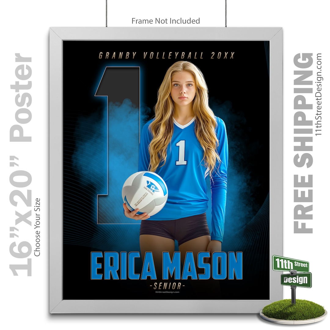 Custom-printed Volleyball Poster, High School Senior Night Sports ...