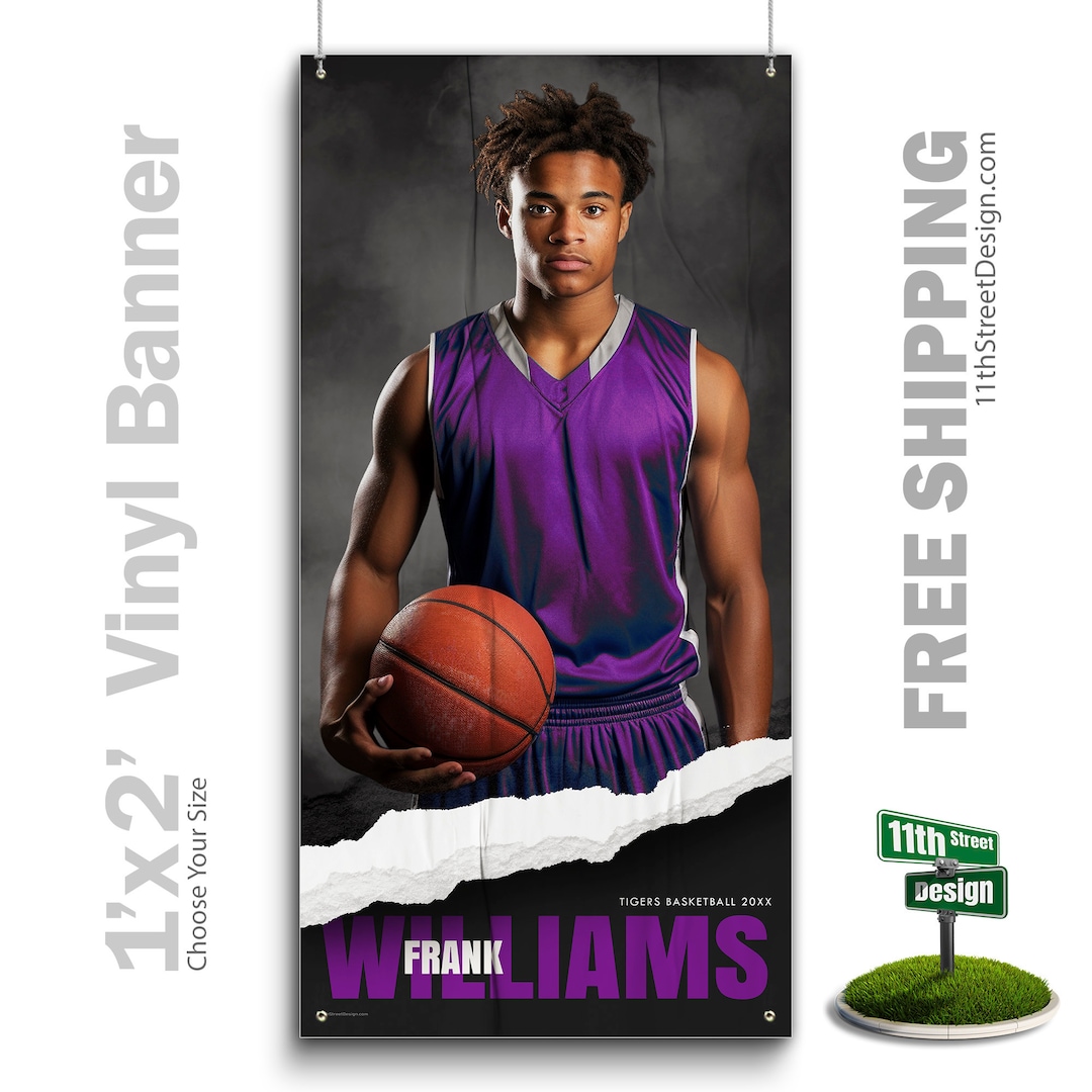 Custom-printed Vinyl Basketball Banner, Weatherproof High School Senior ...