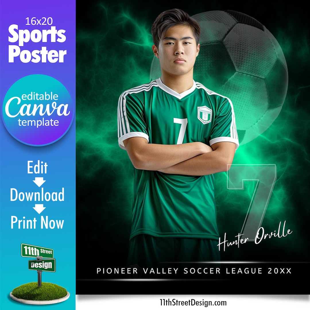 Soccer Poster Canva Template, Design Your Own Custom Senior Soccer Team ...