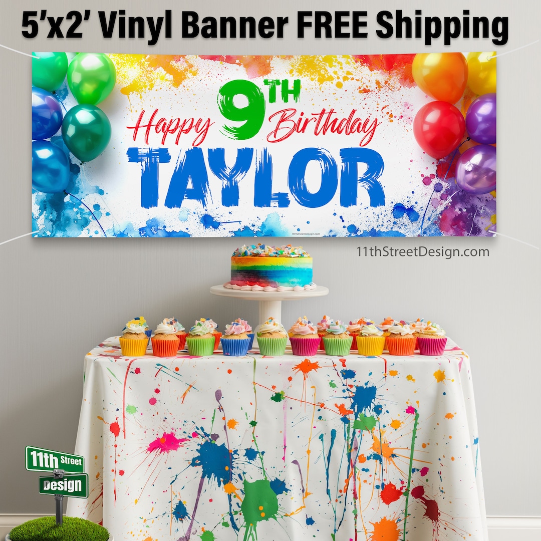 Custom Art Paint Birthday Party Banner, Personalized Paint Party Gift ...