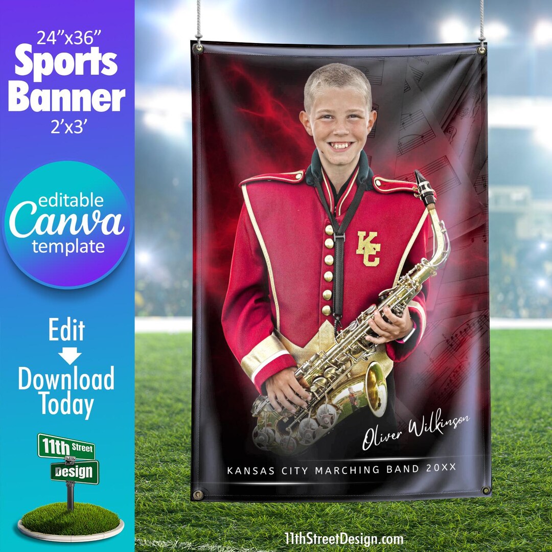 Marching Band Banner Canva Template, DIY Custom Senior Drill Team ...