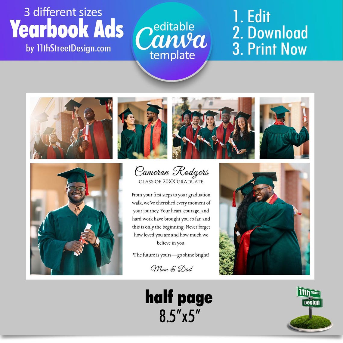 Shine Bright Yearbook Ad Template | Senior Ad for Yearbook | Editable ...