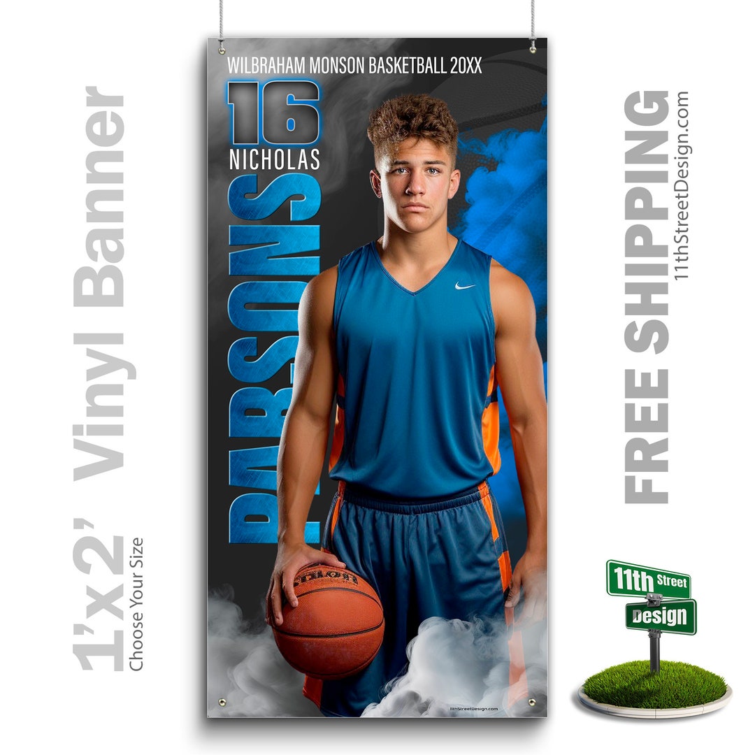 Custom-printed Vinyl Basketball Banner, Weatherproof High School Senior ...