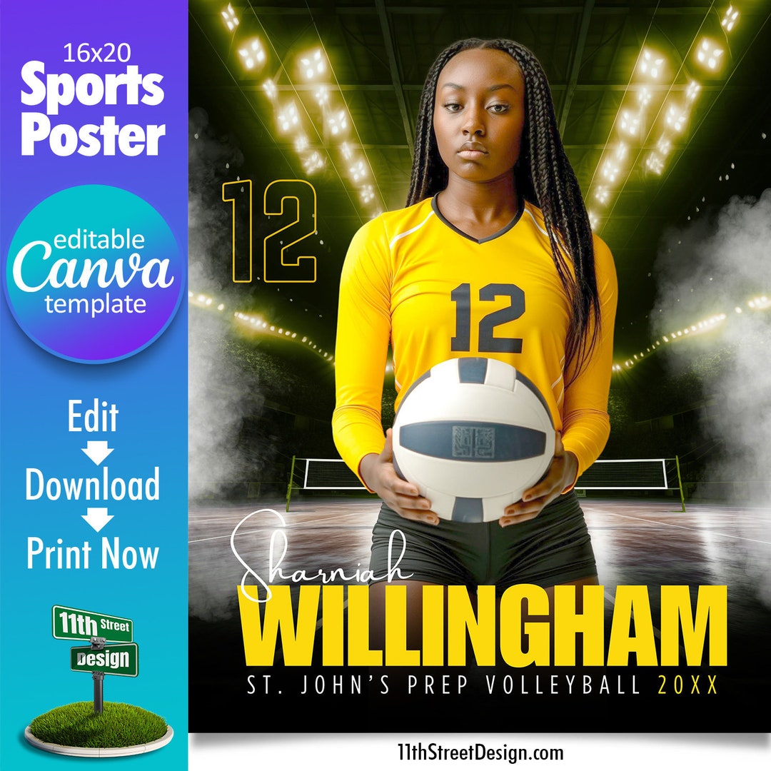 Volleyball Poster Canva Template, Design Your Own Custom Senior ...