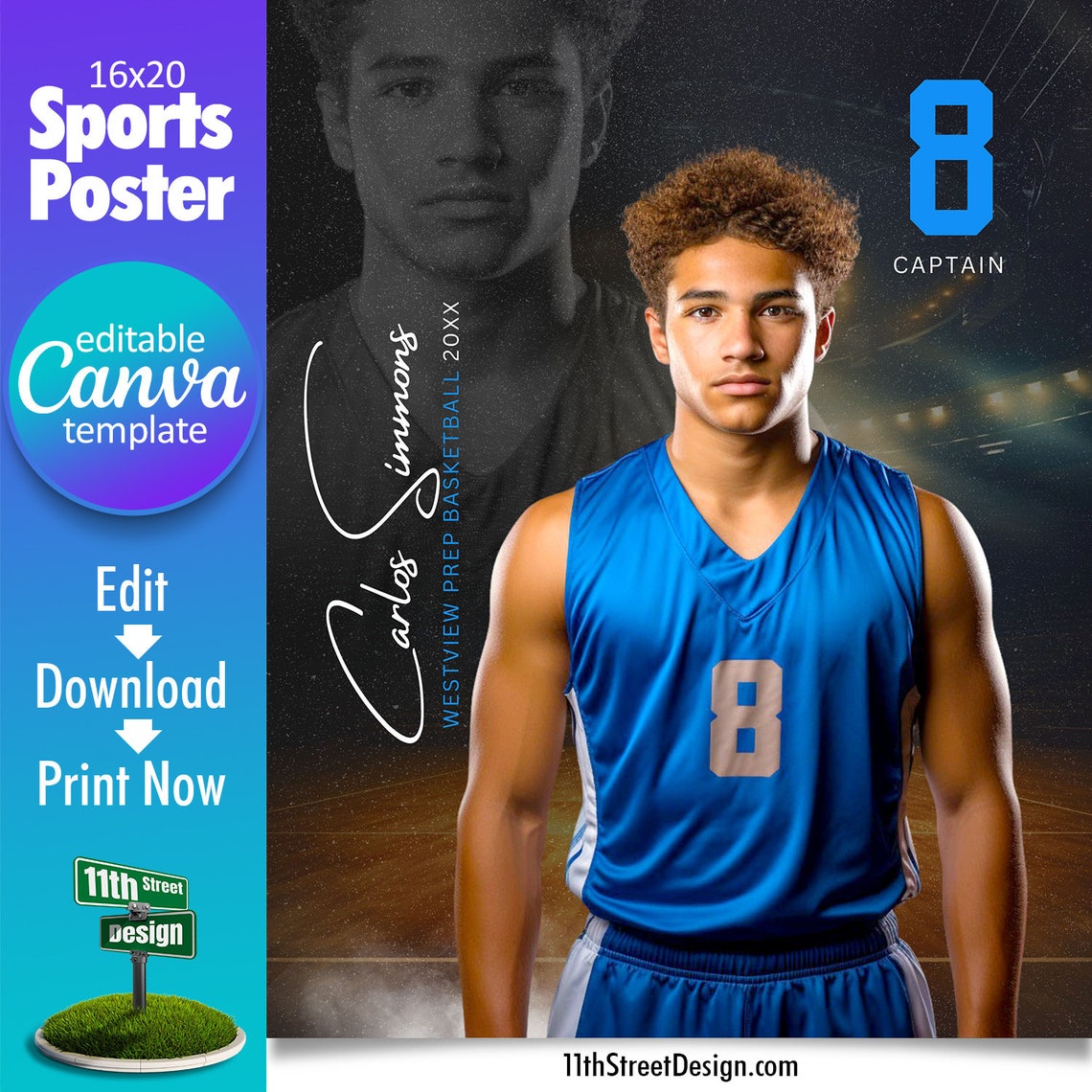 Basketball Poster Canva Template, Design Your Own Custom Senior ...