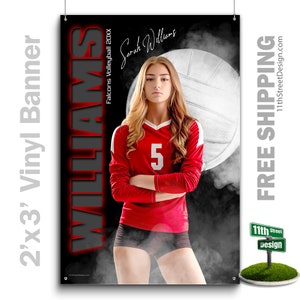 Custom-printed Vinyl Volleyball Banner, Weatherproof High School Senior ...