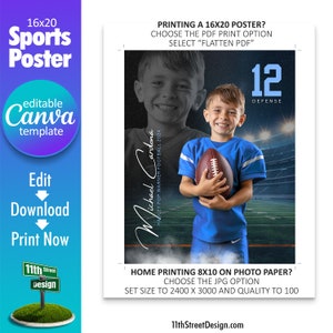 Football Poster Canva Template, Design Your Own Custom Senior Football ...
