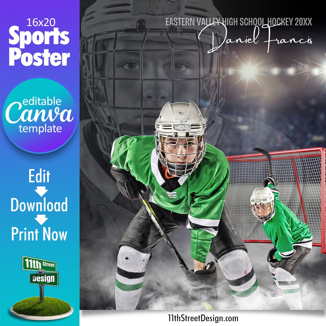 Hockey Poster Canva Template, Design Your Own Custom Senior Hockey Team ...