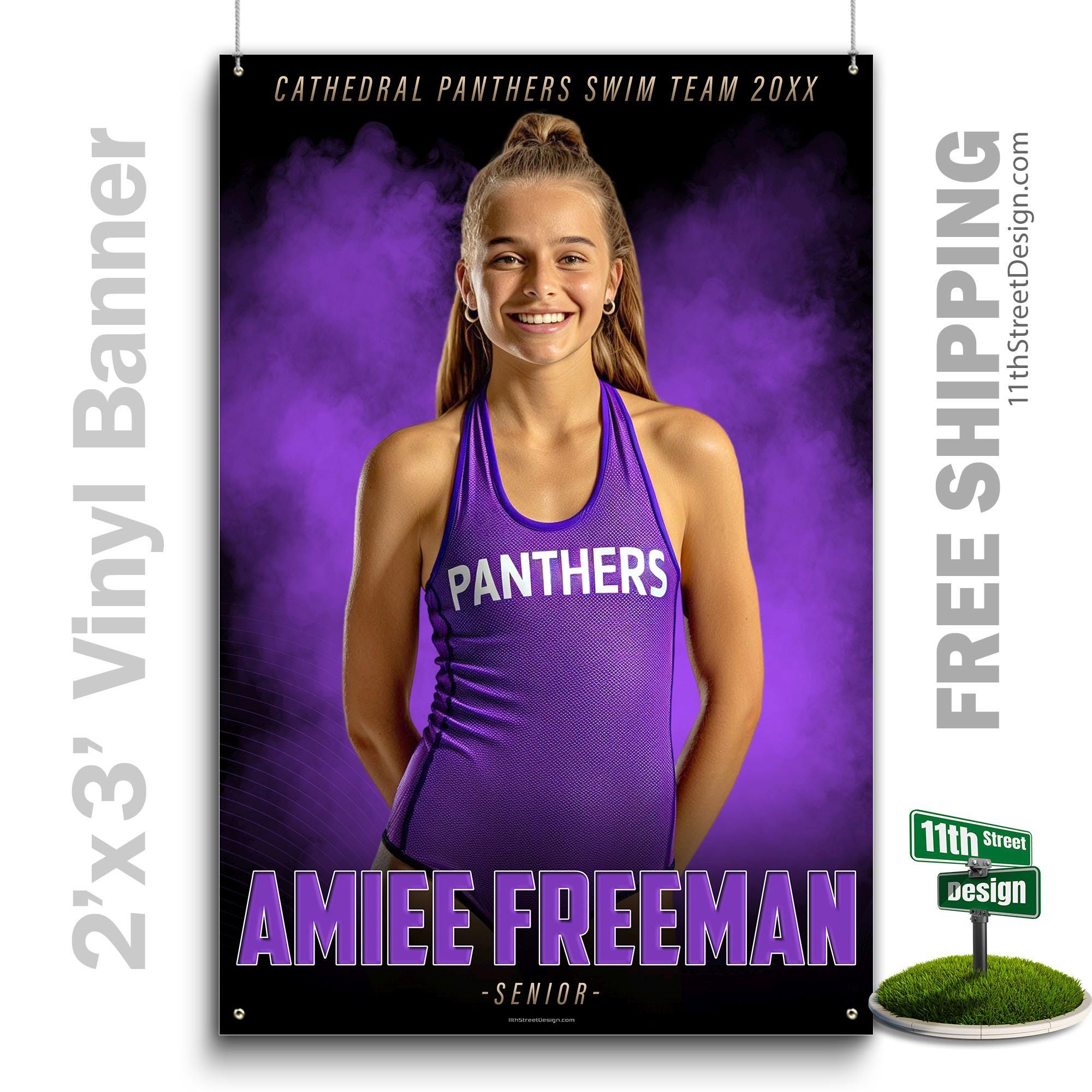 Custom-printed Vinyl Swimming Banner, Weatherproof High School Senior ...