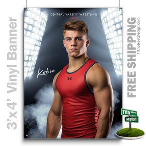 Custom-printed Vinyl Wrestling Banner, Weatherproof High School Senior ...