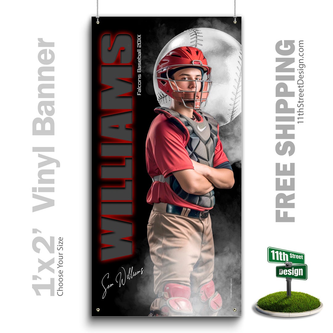 Custom-printed Vinyl Baseball Banner, Weatherproof High School Senior ...