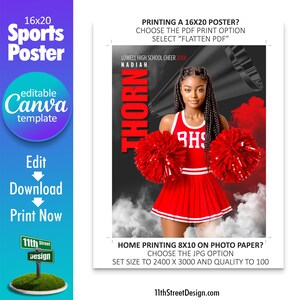 Cheerleader Poster Canva Template, Design Your Own Custom Senior Cheer ...