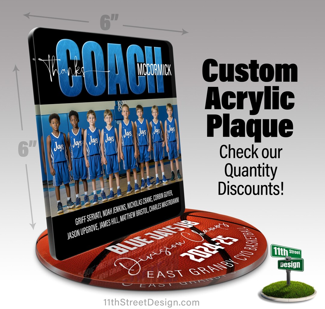 Trendy Basketball Coaches Gift, Custom Acrylic Plaque With Photo ...