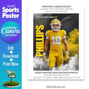 Football Poster Canva Template, Design Your Own Custom Senior Football ...