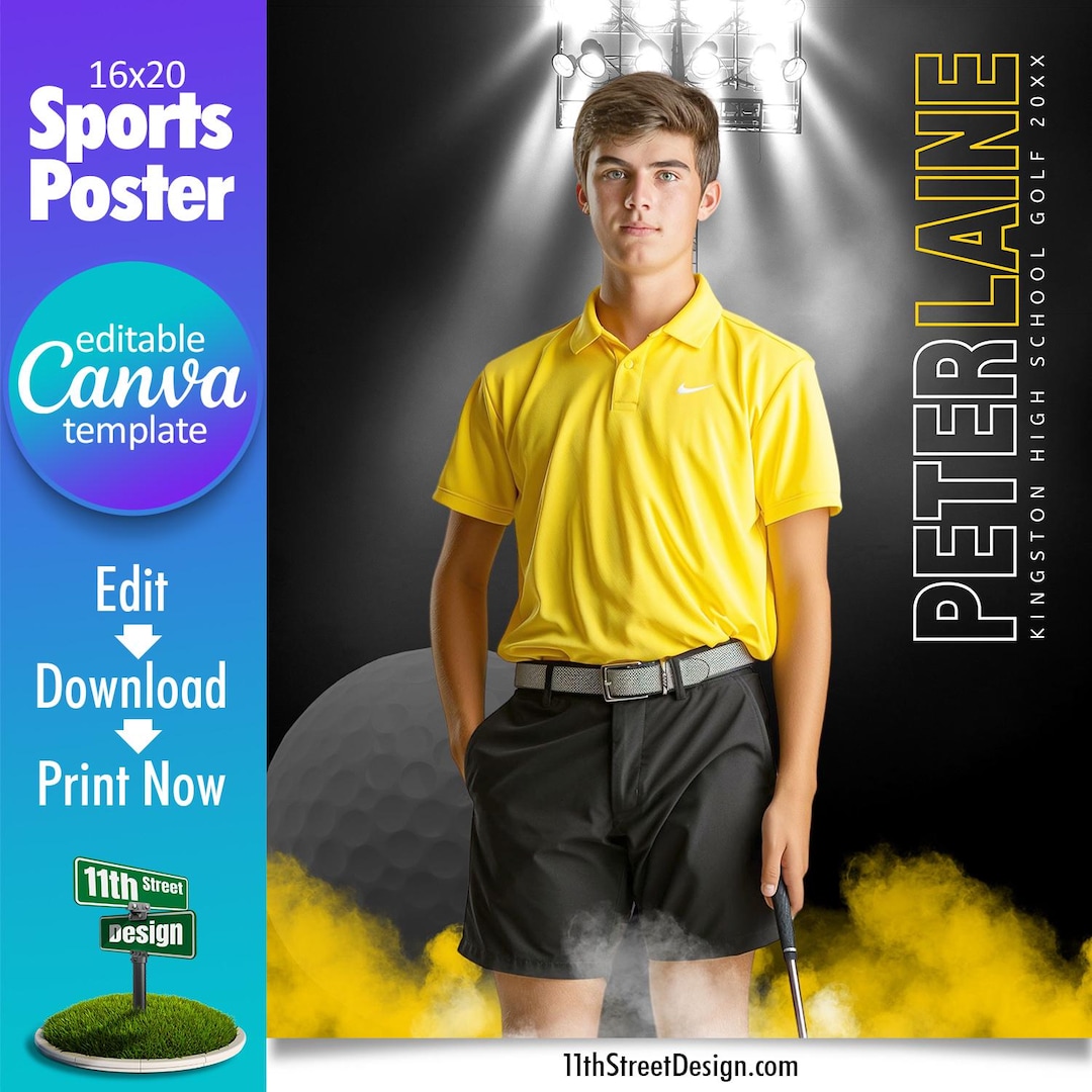 Golf Poster Canva Template, Design Your Own Custom Senior Golf Team ...