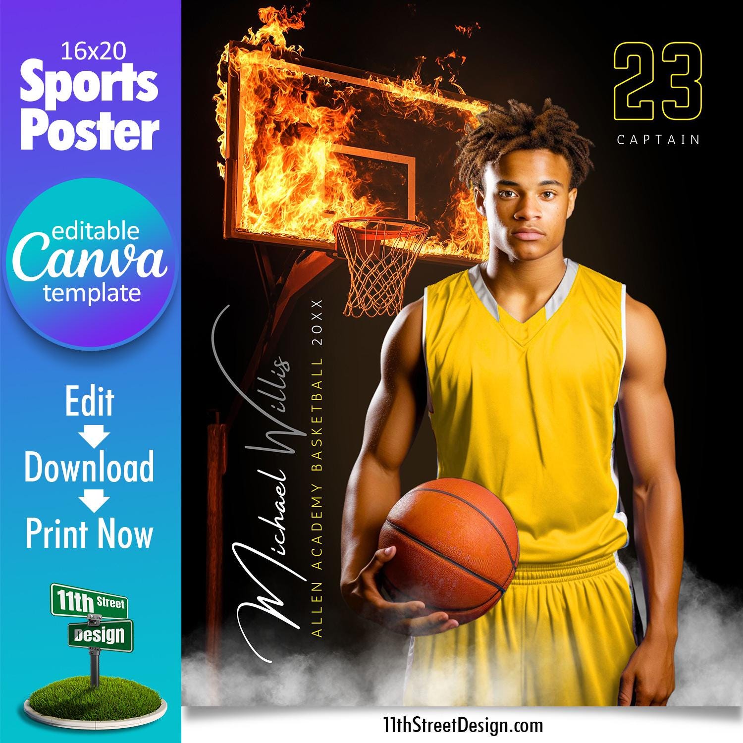 Basketball Poster Canva Template, Design Your Own Custom Senior ...