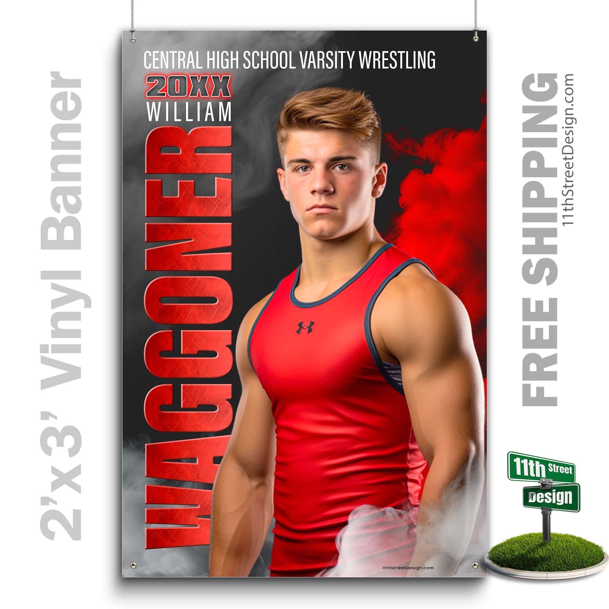Custom Printed Vinyl Wrestling Banner Senior Night High School ...