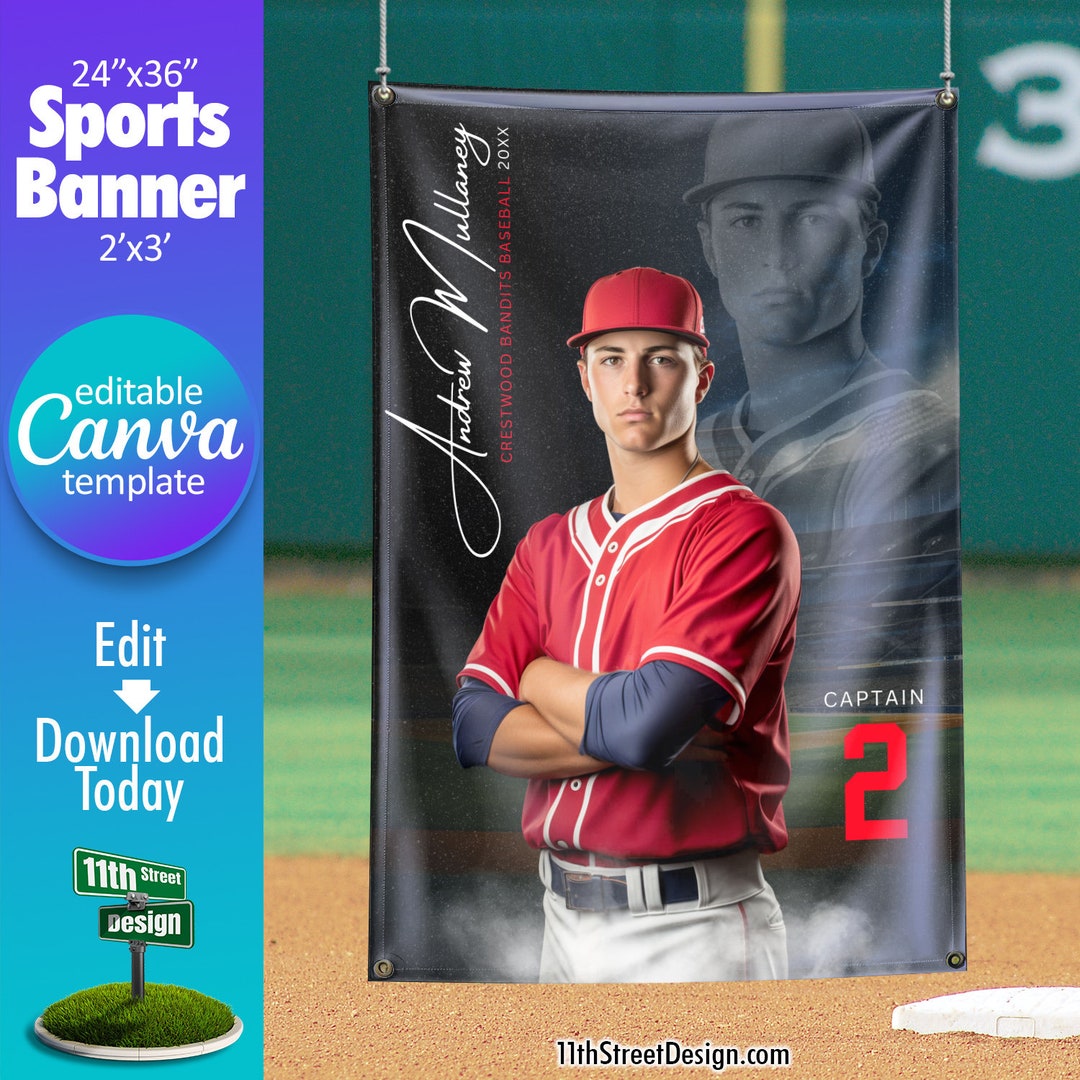 Baseball Banner Canva Template, Design Your Own Custom Senior Baseball ...