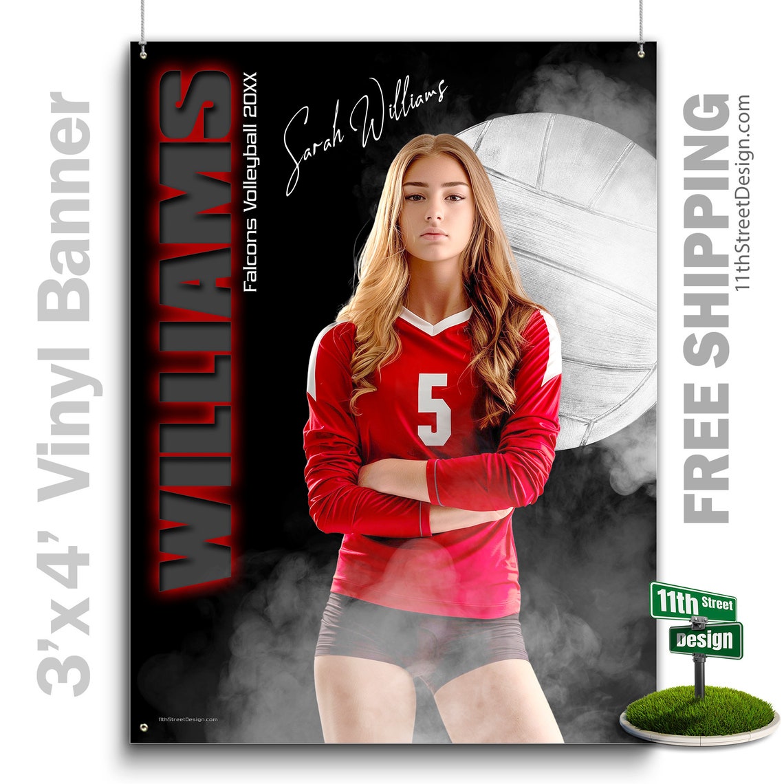 Custom-printed Vinyl Volleyball Banner, Weatherproof High School Senior ...