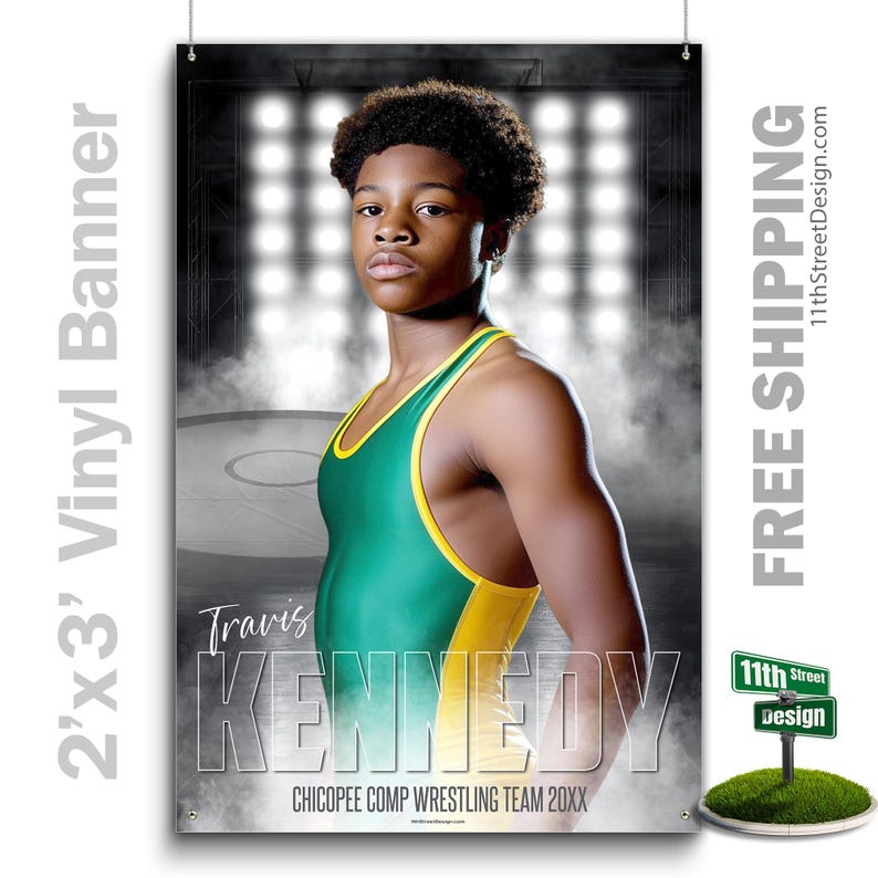 Custom-printed Vinyl Wrestling Banner, Weatherproof High School Senior ...