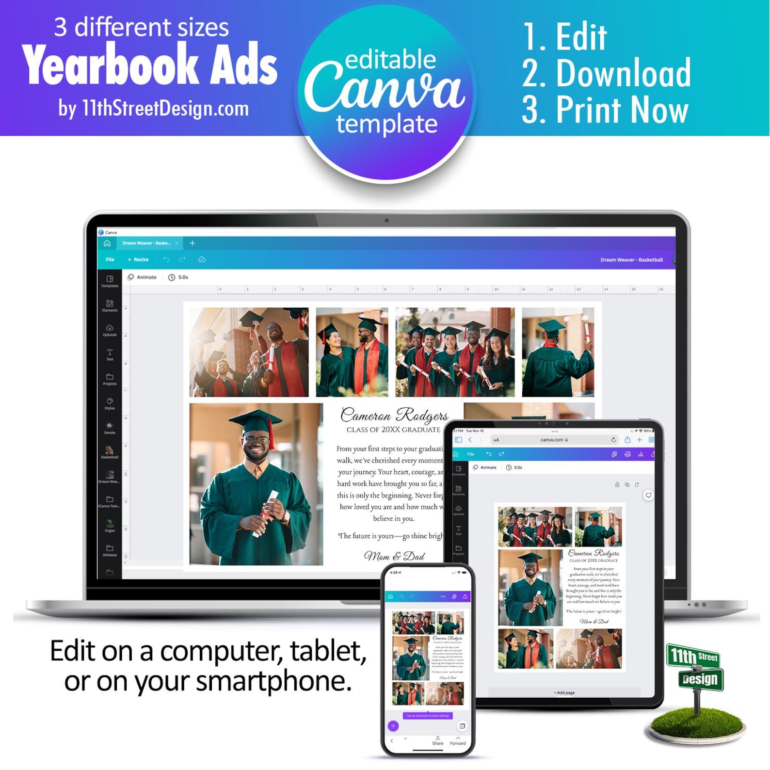 Shine Bright Yearbook Ad Template | Senior Ad for Yearbook | Editable ...
