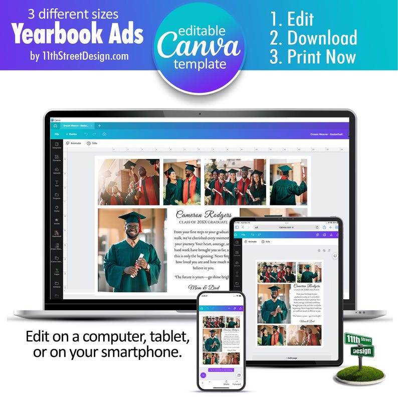 Shine Bright Yearbook Ad Template | Senior Ad for Yearbook | Editable ...