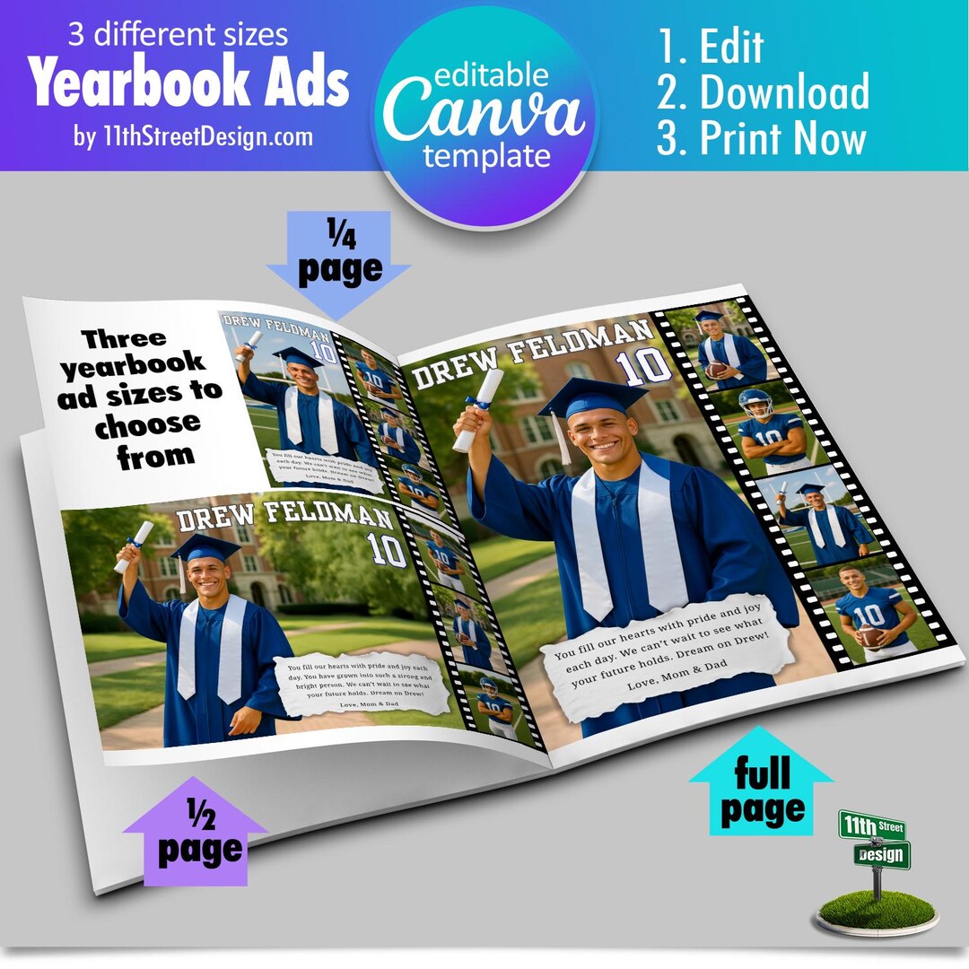 Burnt Page Yearbook Ad Template | Senior Ad for Yearbook | Editable ...
