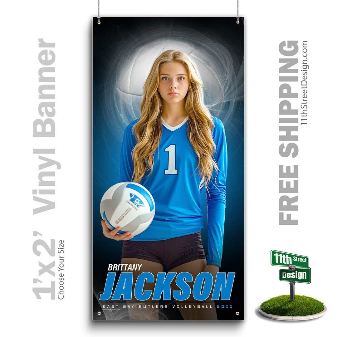 Custom-printed Vinyl Volleyball Banner, Weatherproof High School Senior ...