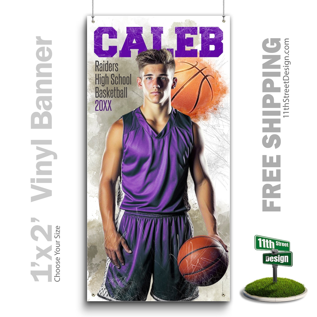 Custom-printed Vinyl Basketball Banner, Weatherproof High School Senior ...