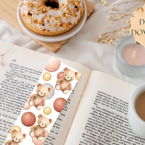 Teddy Bear Watercolor Printable Bookmark | Digital Download Bookmark ...