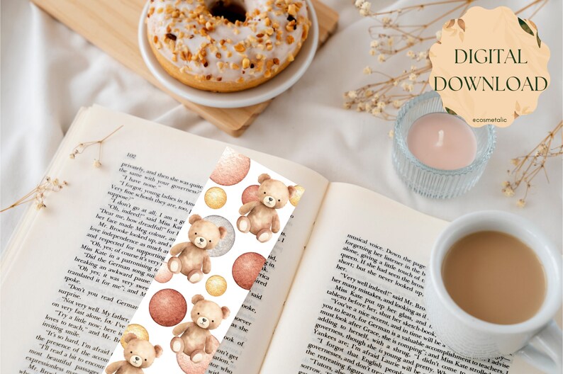 Teddy Bear Watercolor Printable Bookmark | Digital Download Bookmark ...