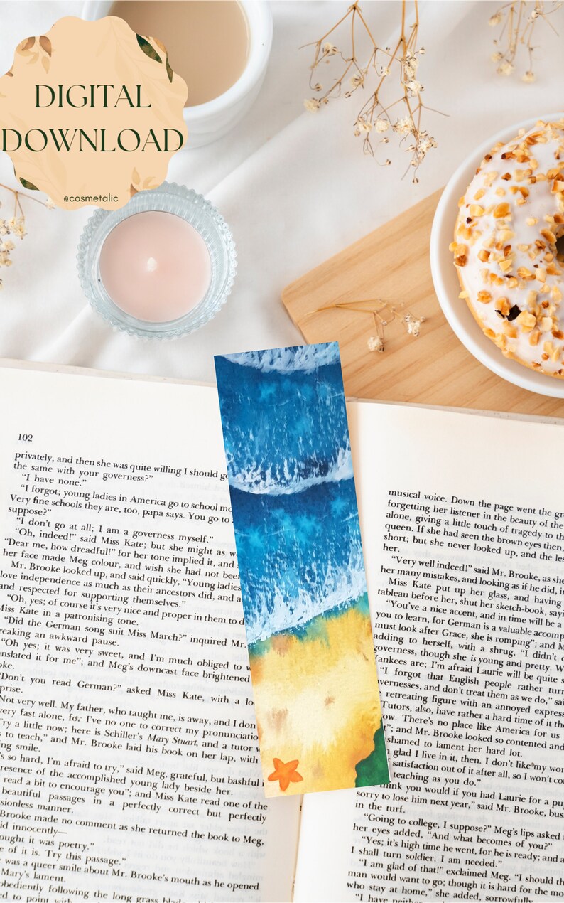 Sea Scape Ocean Watercolor Printable Bookmark Instant - Etsy
