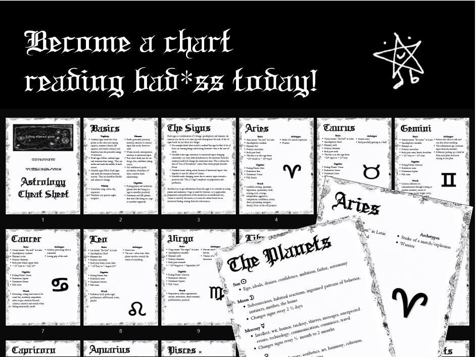 Astrology Cheat Sheet Printable for Beginners - Etsy