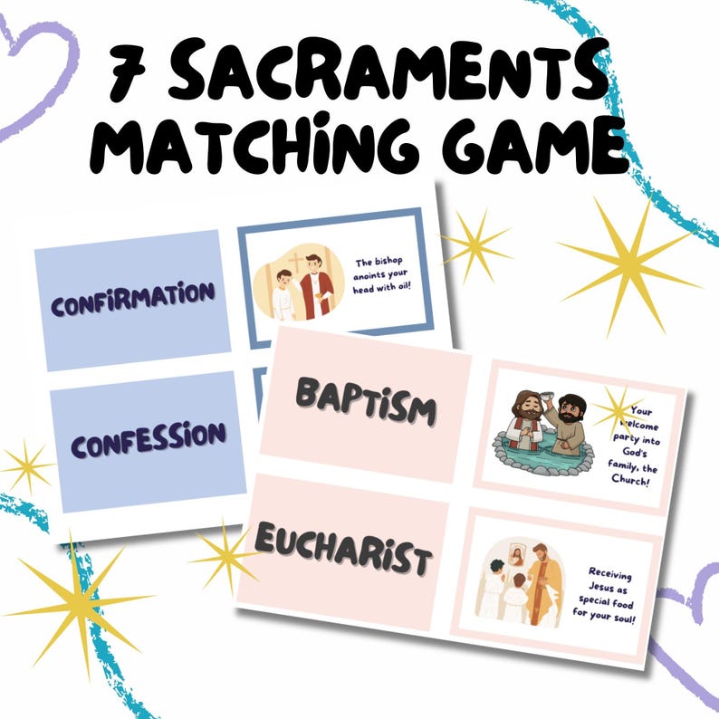 Seven Sacraments Matching Game | Catholic School or Homeschool ...