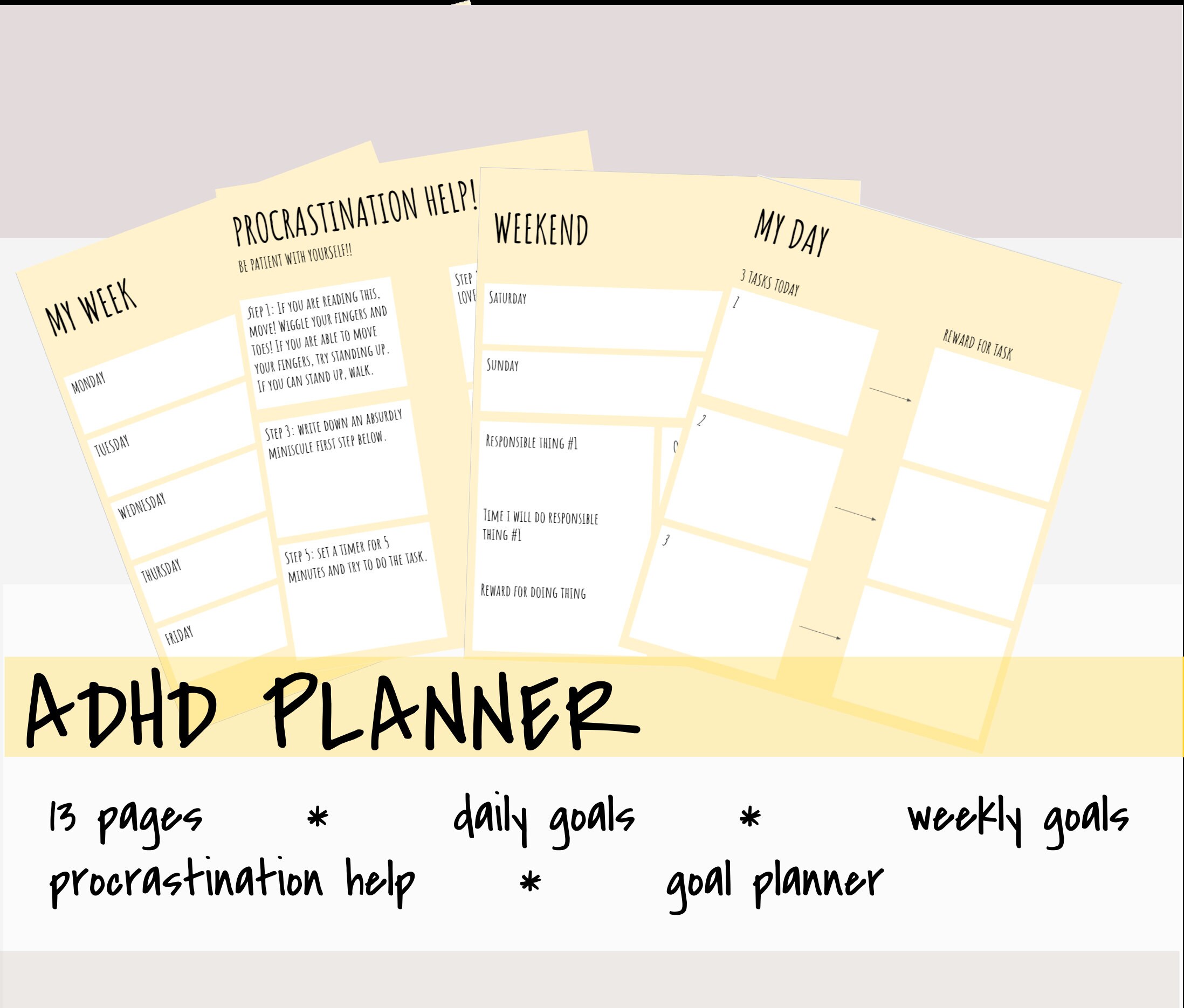 Adult ADHD Planner Digital Download | Etsy