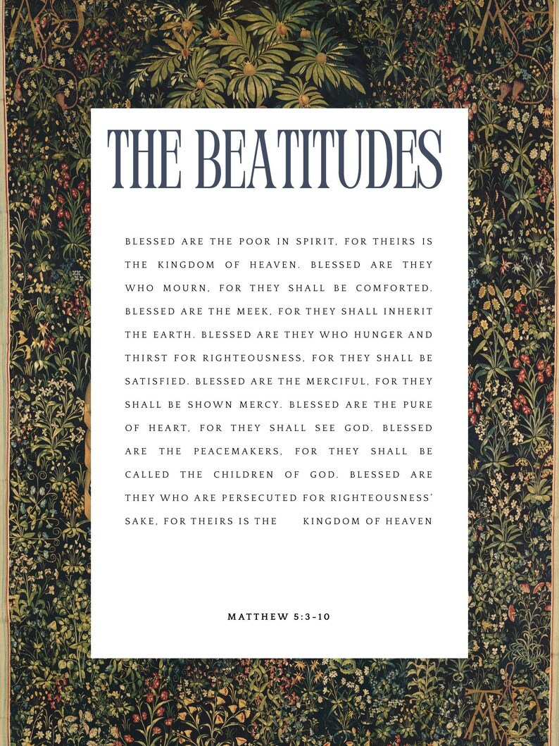 The Beatitudes Prayer | Catholic Wall Art | Prayer Card | Digital ...