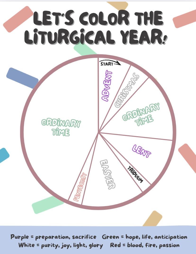 Liturgical Calendar Coloring Page | Homeschool or Catholic School ...