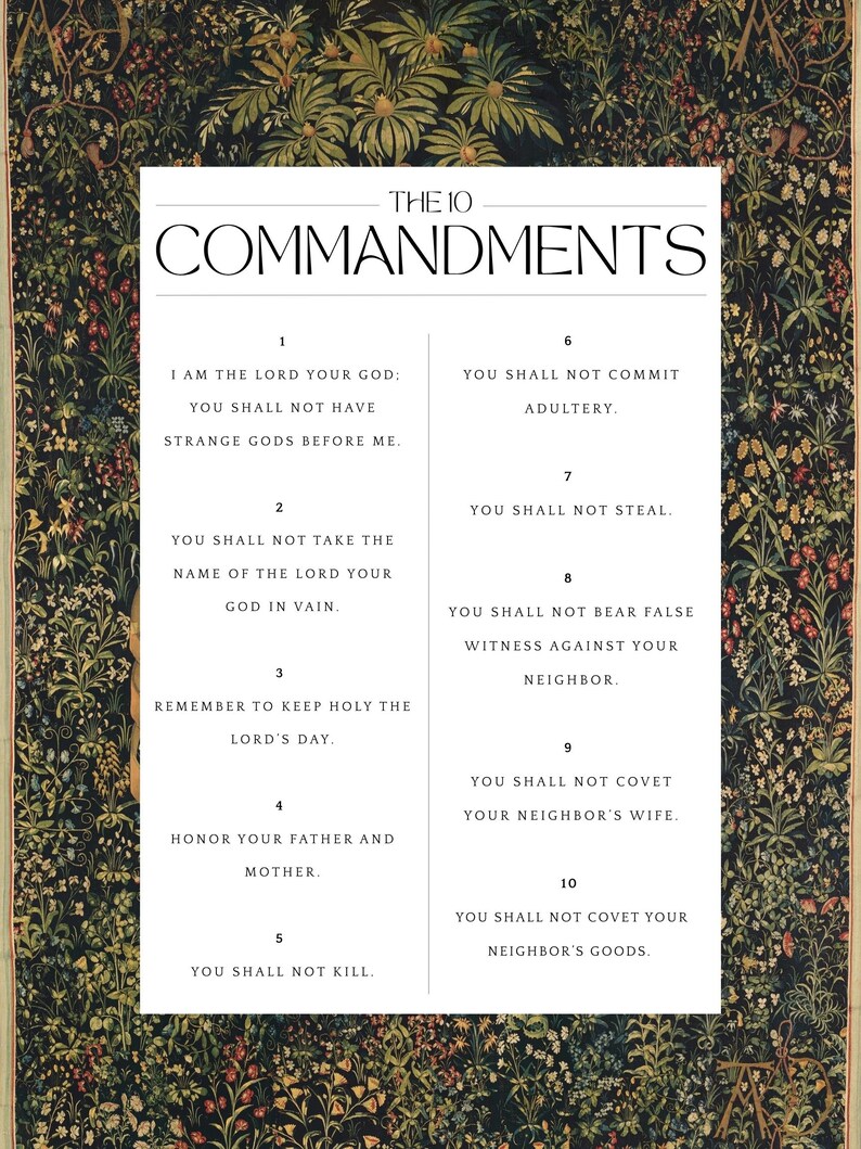 10 Commandments | Catholic Wall Art | Prayer Card | Digital Download - Etsy