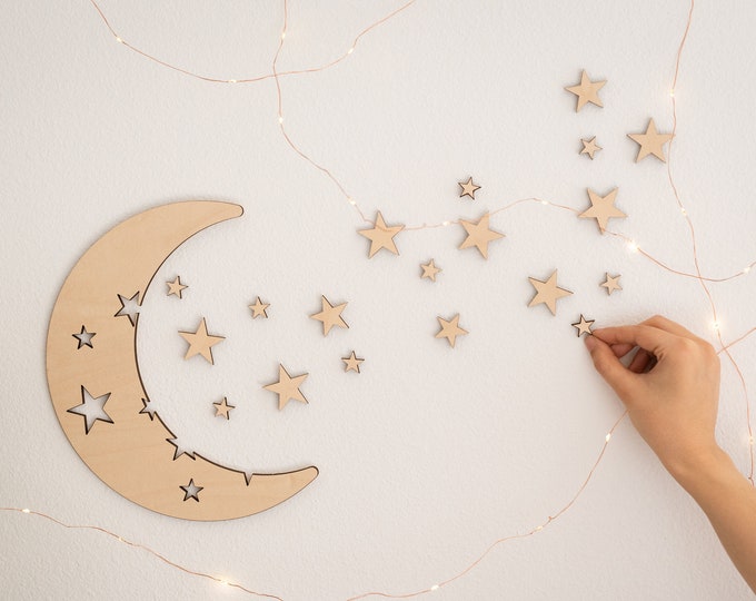 Floral Moon Decor Crescent Moon Celestial Decor Mystical | Etsy