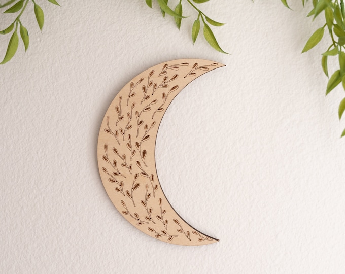 Floral Moon Decor Crescent Moon Celestial Decor Mystical | Etsy