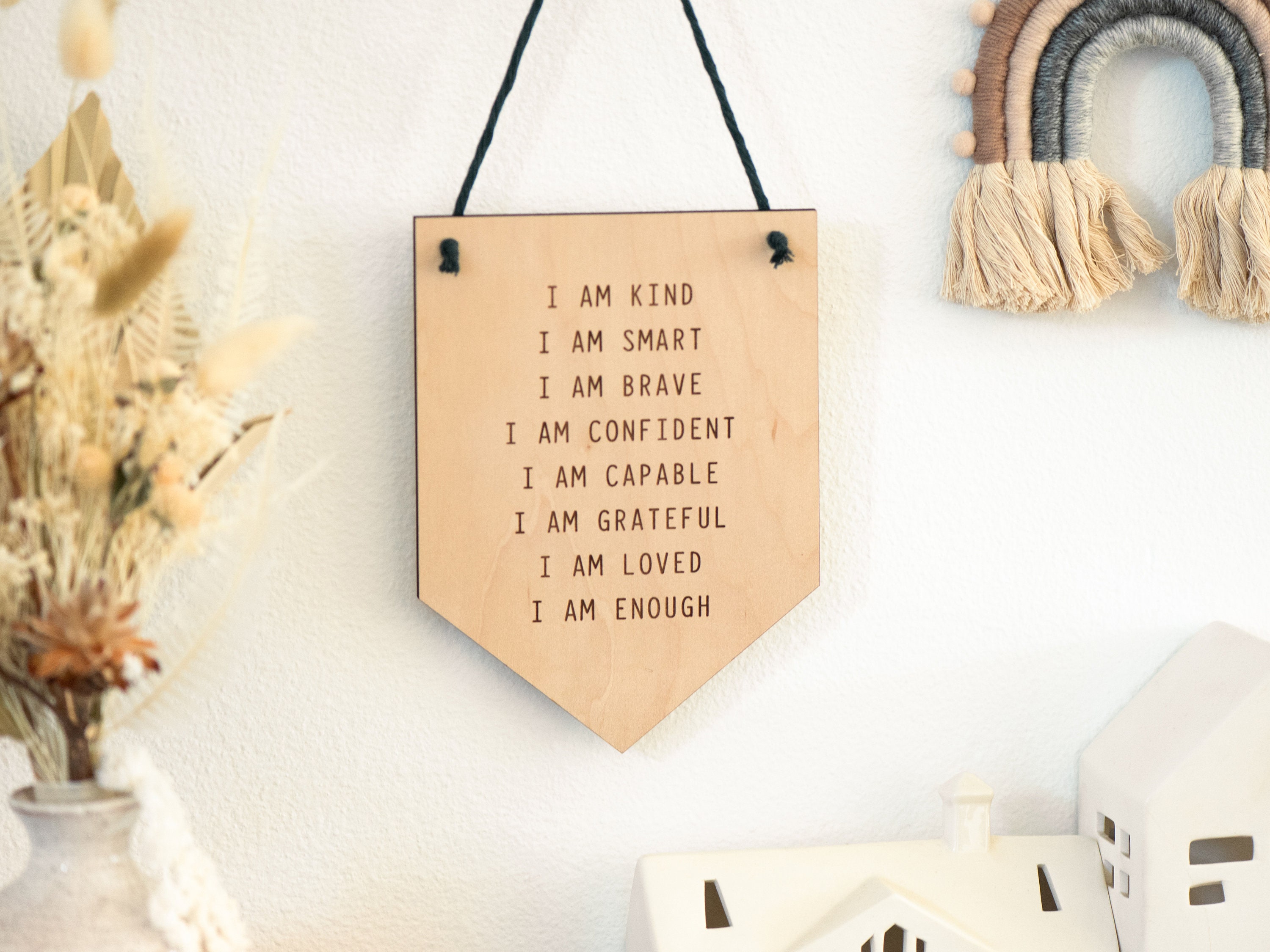 Kids Daily Affirmation Wall Art Wood Nursery Pennant Baby | Etsy