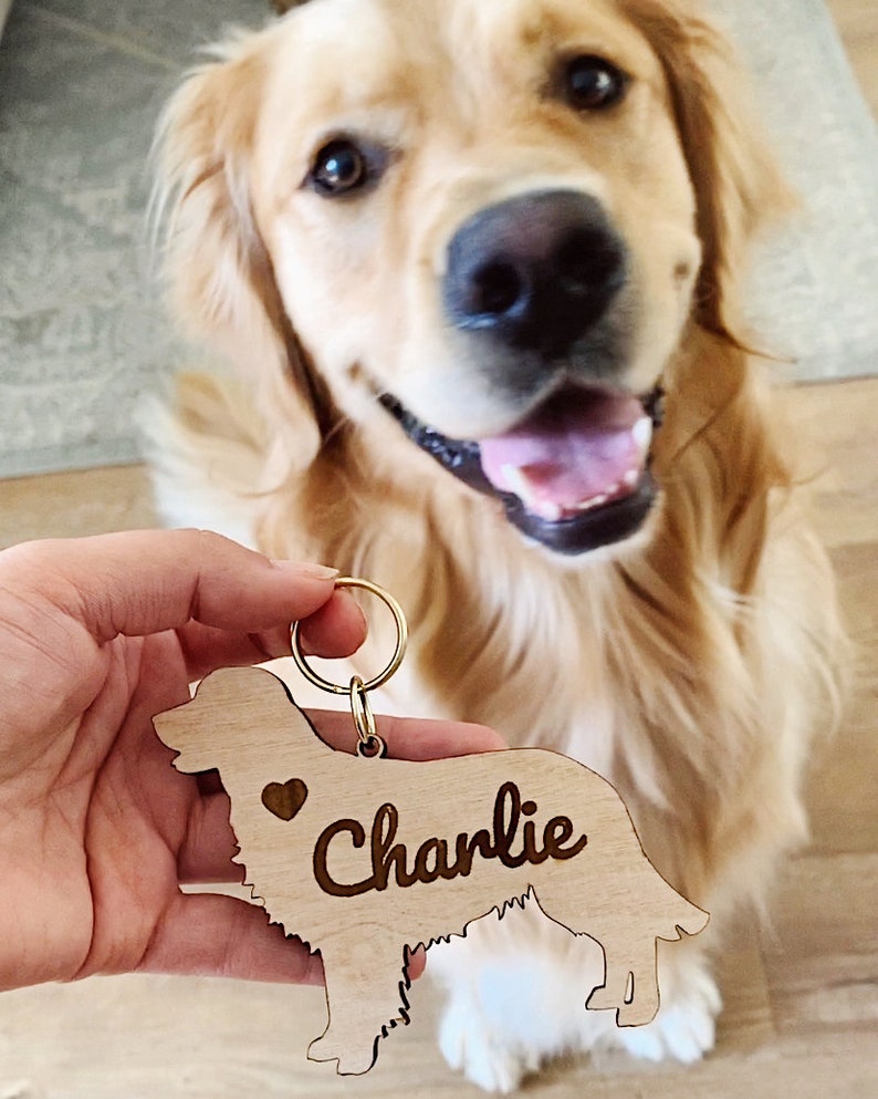 Custom Golden Retriever Dog Keychain Personalized Pet - Etsy