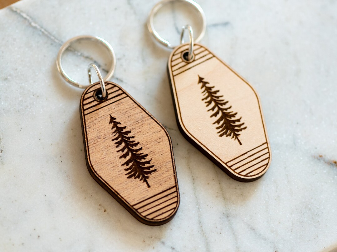 Tree Wood Keychain, Camping Keychain Accessory, Forest Keychain, Eco ...