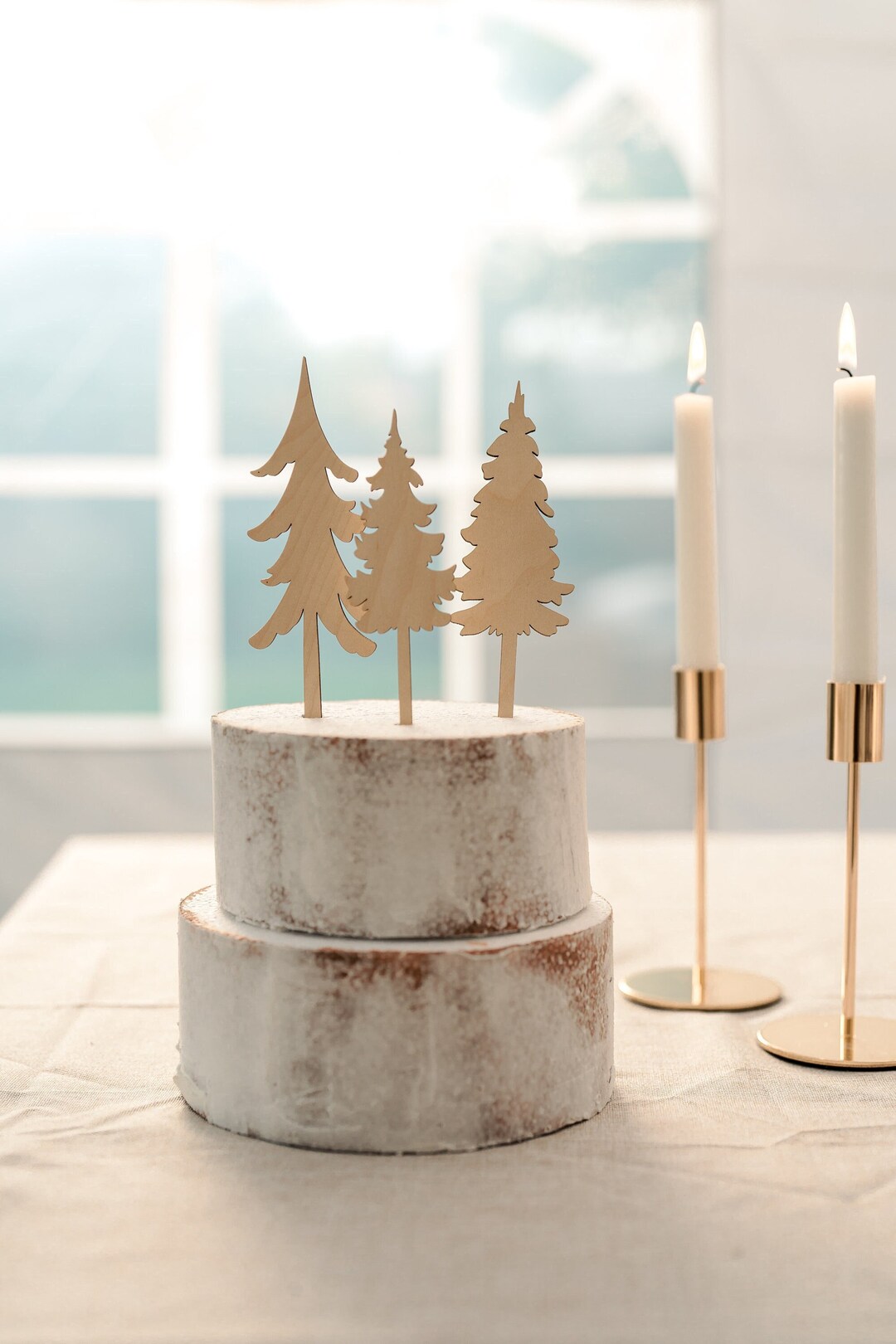 Set of Wood Tree Cake Toppers, Woodland Cake Topper, Forest Camping ...