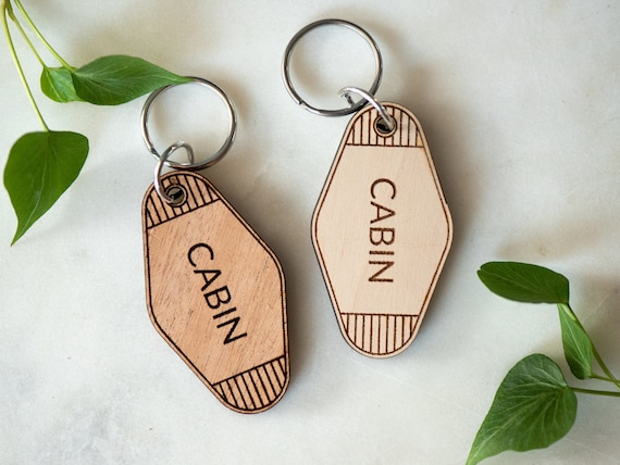 Cabin Wood Keychain Vacation Home Keychain Hotel Retro | Etsy